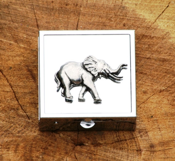 Elephant Pill Mint Trinket Box Mirror Ladies Gift | Etsy