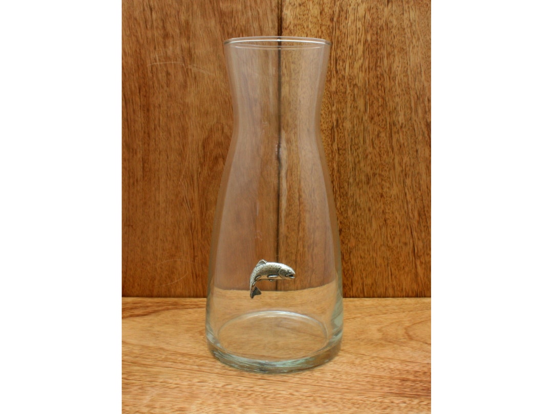 Fishing Themed Glass Carafe 1 Litre Wine or Water Decanter Carp Trout ...