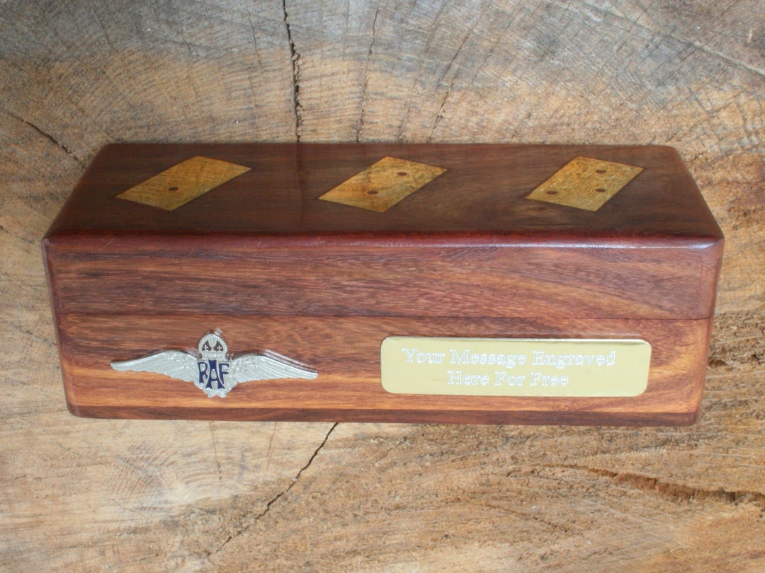 RAF Regiments Dominoes Wood With Brass Inlays in Wooden Presentation ...