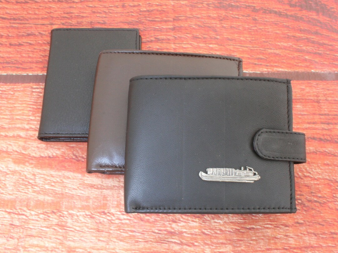 Boats and Vessels Leather Wallet Black and Brown or Card Holder Mens ...