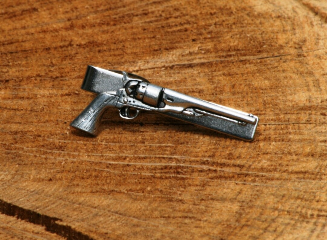 Revolver Pistol Tie Clip Tack Slide Bar UK Handmade Pewter - Etsy