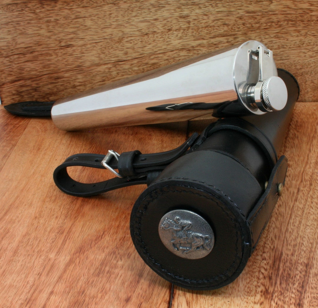 Horse Racing Saddle Flask and Leather Case Horse Riding Fox Hunting ...