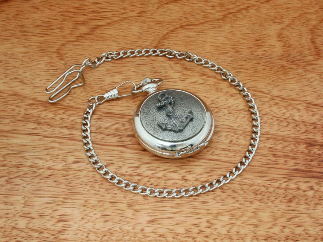 Pirates Pocket Watch and Chain Pewter Fronted Quartz Personalised Free ...