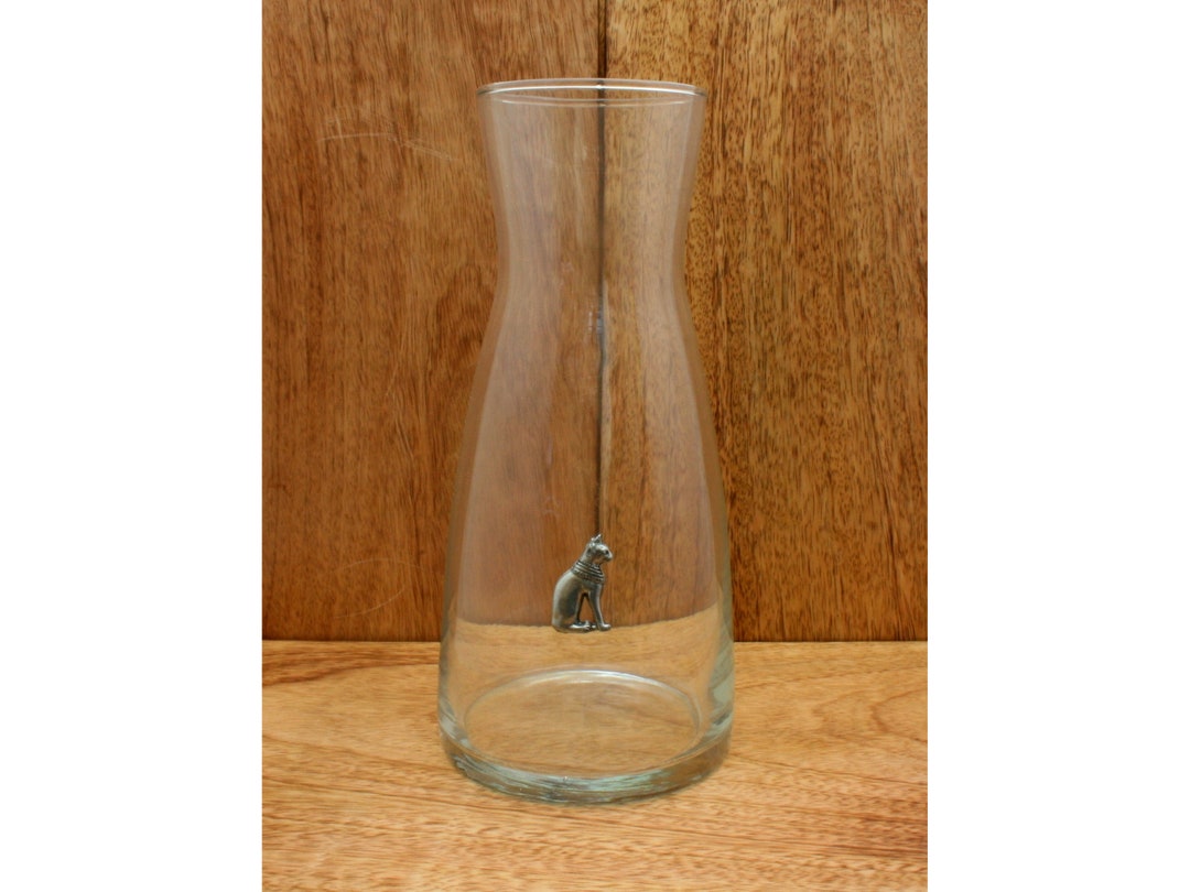 Egyptians Glass Carafe 1 Litre Wine or Water Decanter Cat Pharaoh Eye ...