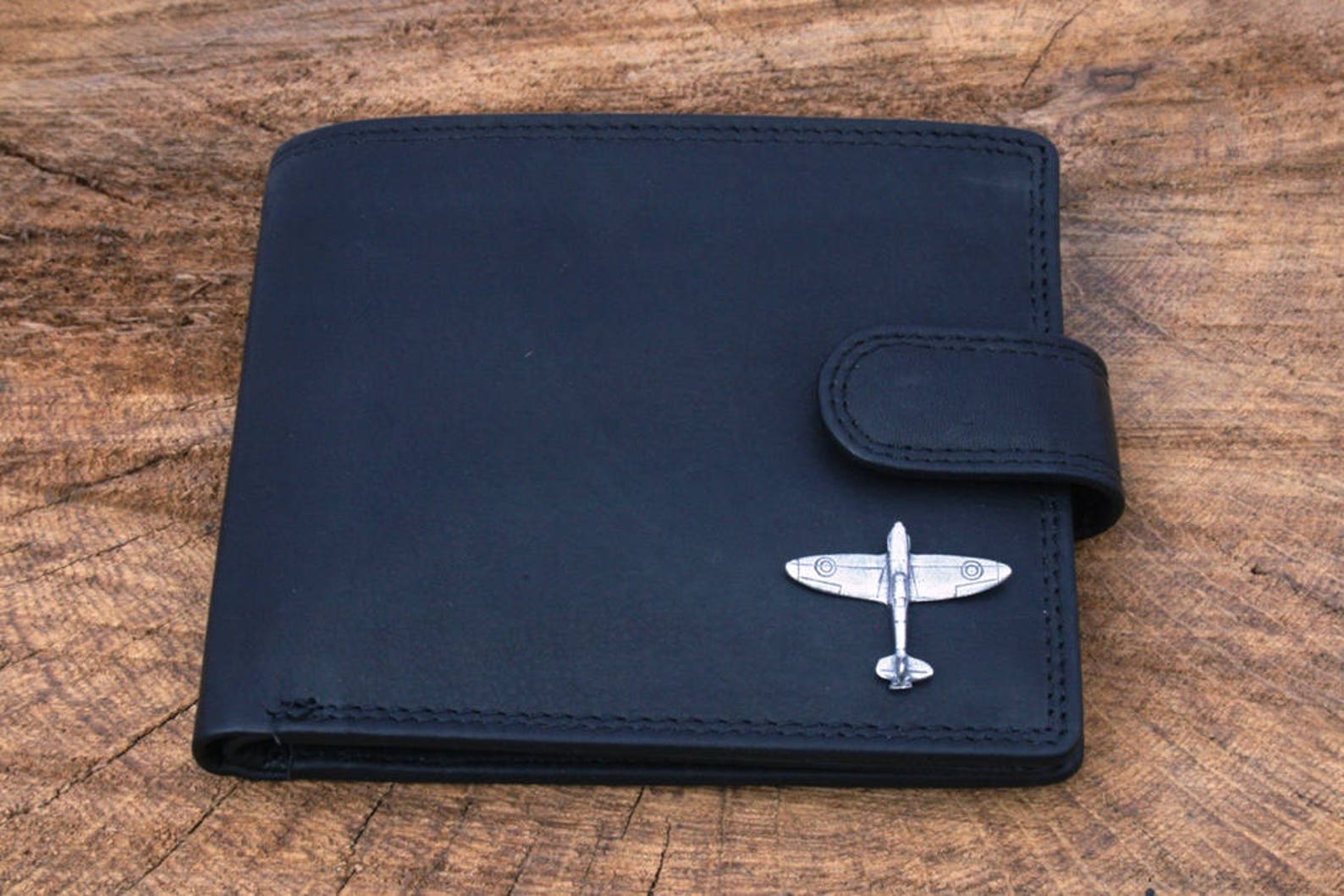 Spitfire Leather Wallet Brown or Black Leather Plane Pilot Christmas ...