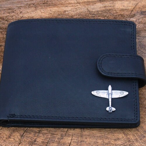 Spitfire Leather Wallet Brown or Black Leather Plane Pilot - Etsy UK