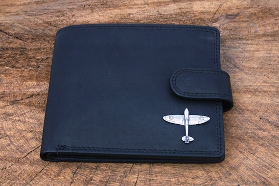 Spitfire Leather Wallet Brown or Black Leather Plane Pilot - Etsy UK