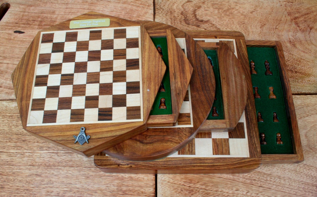 Masonic and Templar Chess Set Square, Octagonal or Round Magnetic Board ...