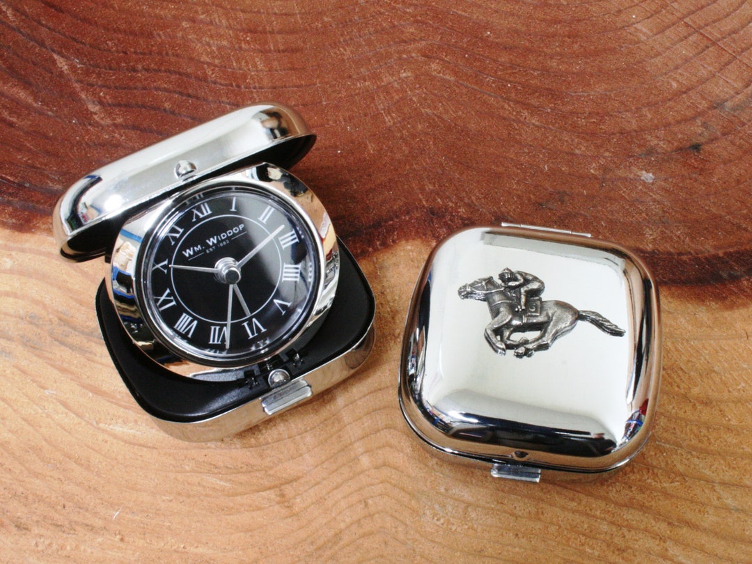 Horse Racing Flip up Alarm Clock Portable Quartz Movement Shoe Stirrups ...