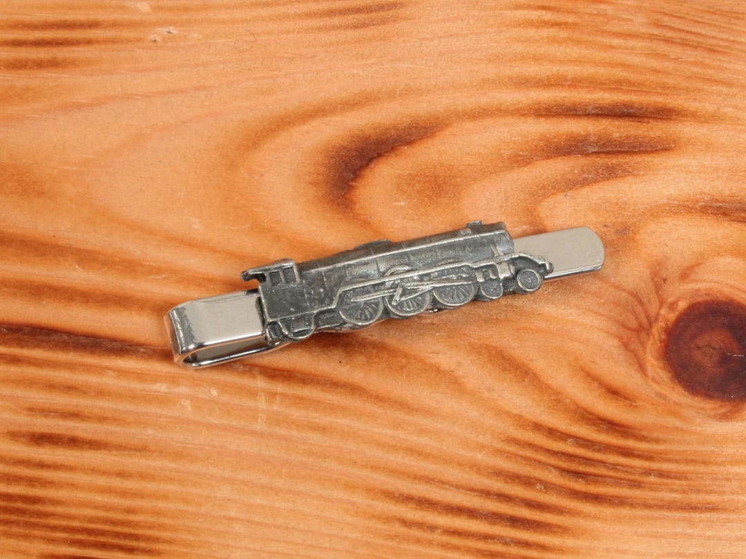 Steam Train Locomotive Tie Clip Tack Slide Bar UK Handmade Steam Train ...