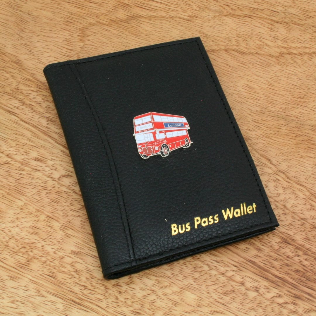 Red London Bus Pass Wallet ID Holder in Black Leather Gift Tw - Etsy