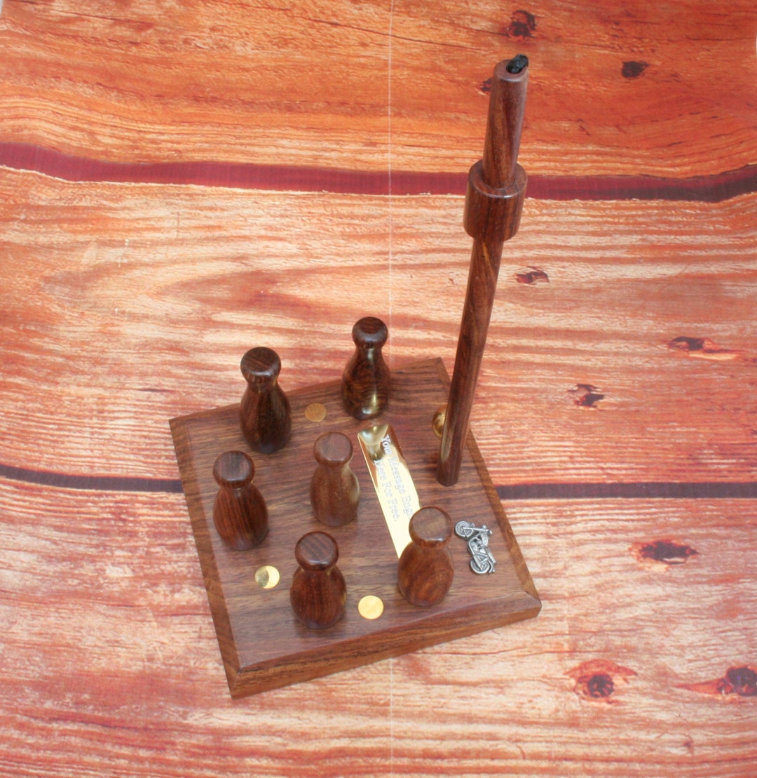 Vintage Bike Wooden Bar Skittles Game Solid Wood Bowling Set Pub ...