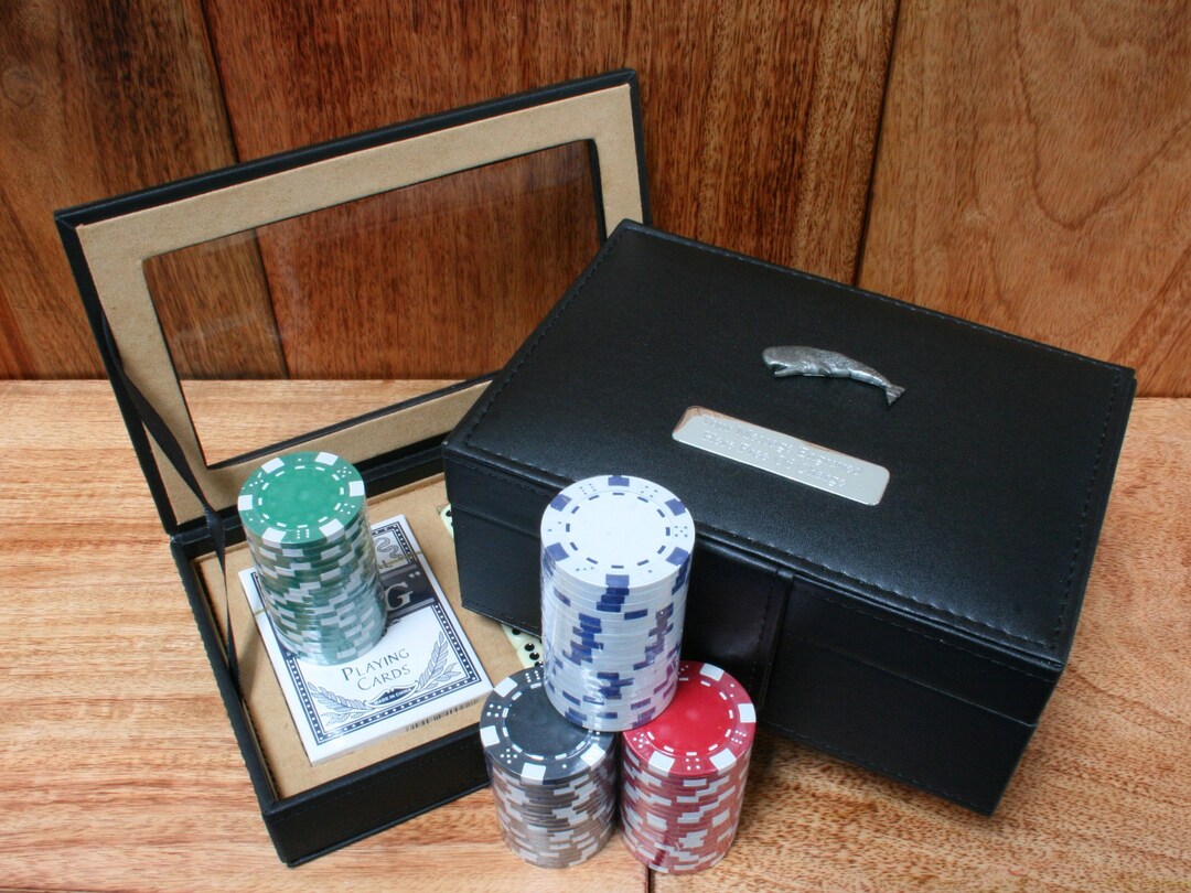 Marine Sealife Poker Chips Set Two Packs of Cards and Dice Personalised ...