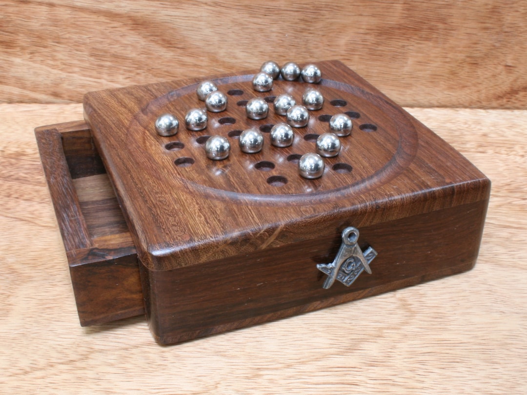 Masonic and Templar Wooden Solitaire Set With Steel Balls Personalised ...