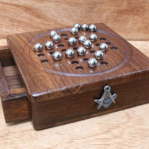 Masonic and Templar Wooden Solitaire Set With Steel Balls Personalised ...
