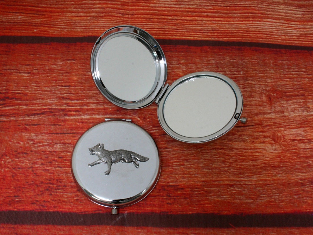 Fox Running Design Compact Pocket Mirror Chrome Nickle Plated FREE ...