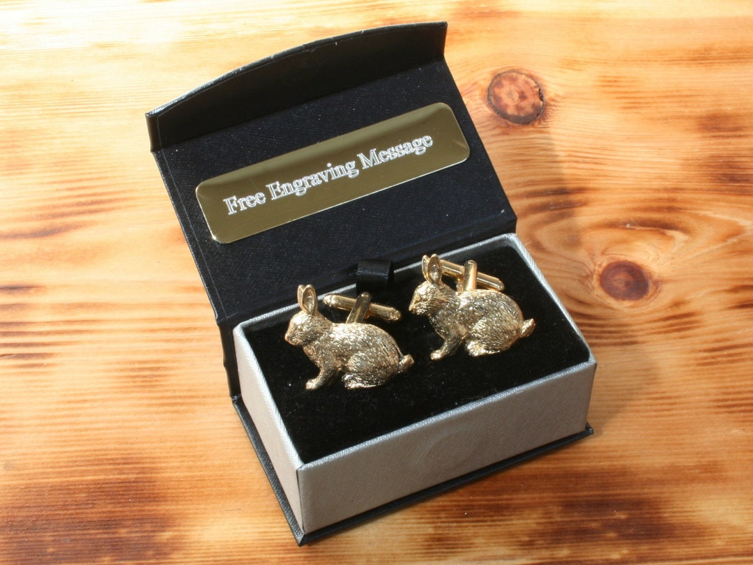 Rabbit Gold Plated Cufflinks UK Handmade Bunny Rabbit Father's Day Gift ...