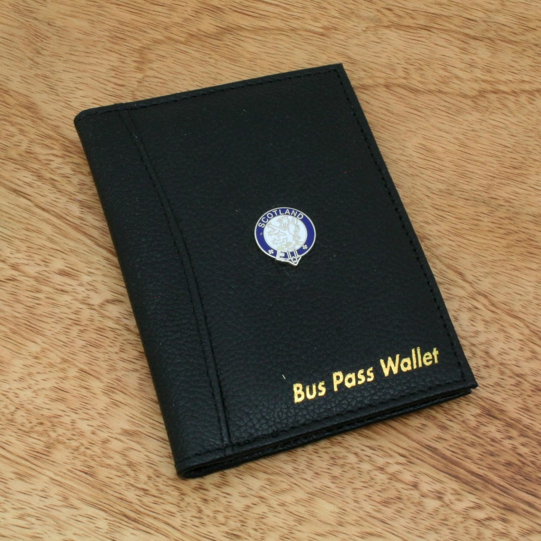Clan Symbols Bus & Train Pass Wallet ID Holder in Black Leather Gift ...