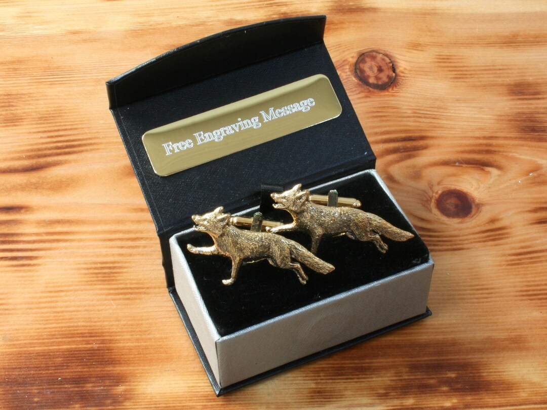 Fox Running Gold Plated Cufflinks UK Handmade Ideal Hunting Birthday ...