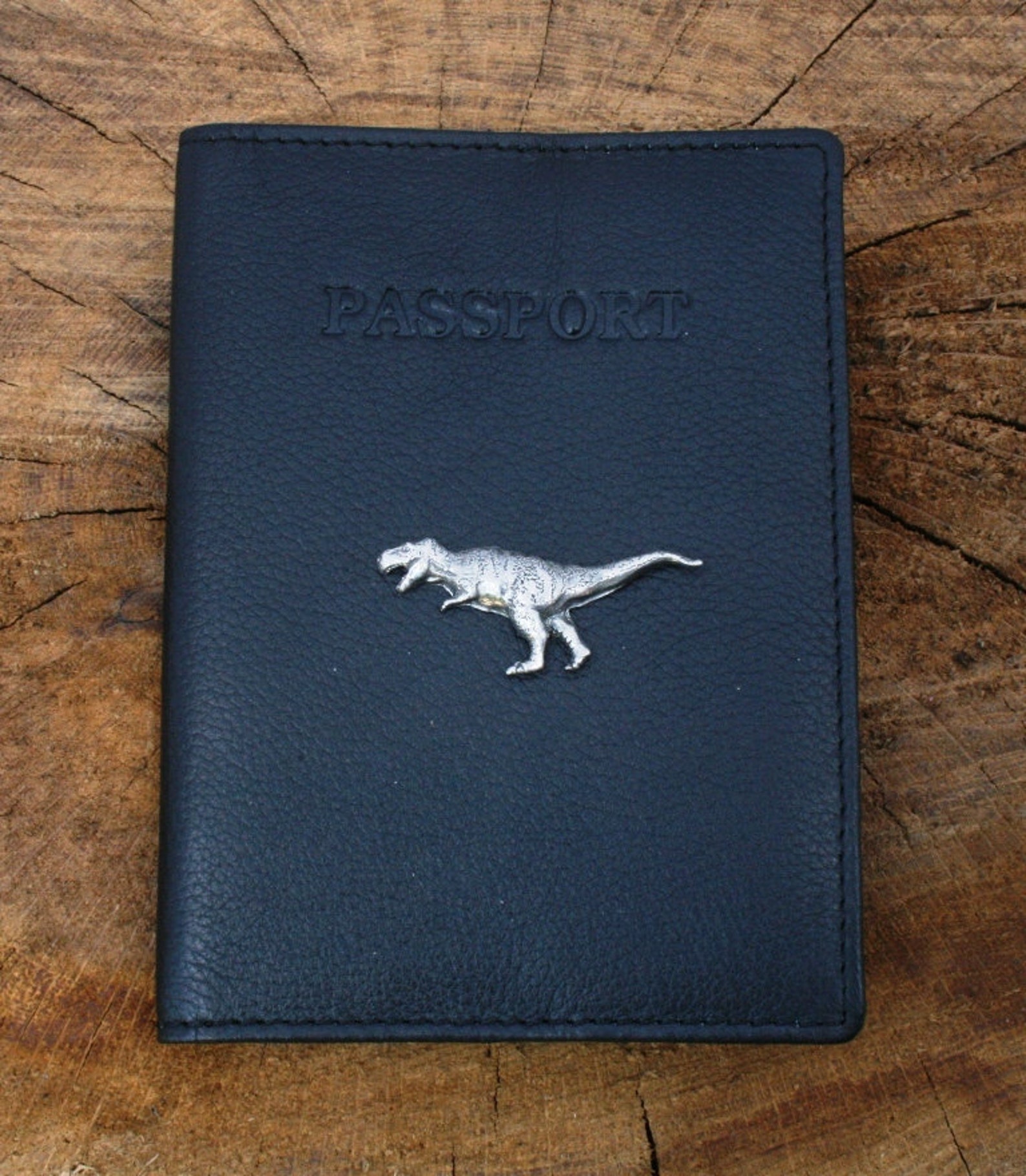 T-rex Whole Real Leather Passport Case RFID Black or Burgundy | Etsy