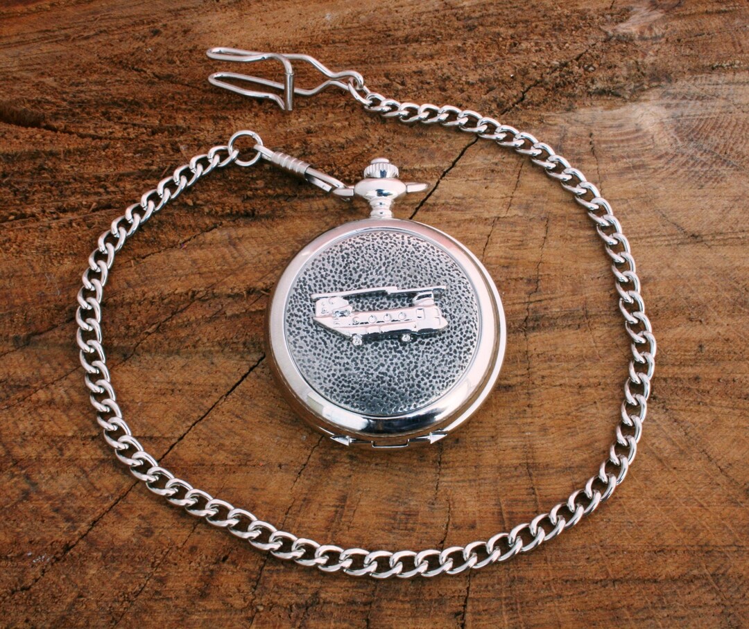 Chinook Helicopter Pocket Quartz Watch Pewter Free Engraved Christmas ...