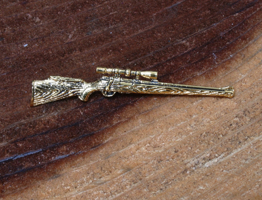 Hunting Rifle Gold Plated Pewter Pin Lapel Badge / Brooch - Etsy