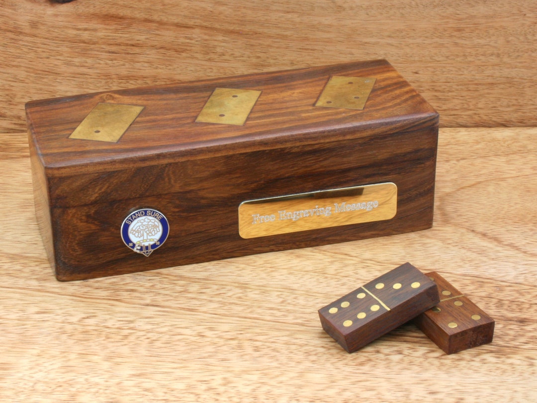 Clan Crests Dominoes Wood With Brass Inlays in Wooden Presentation Box ...