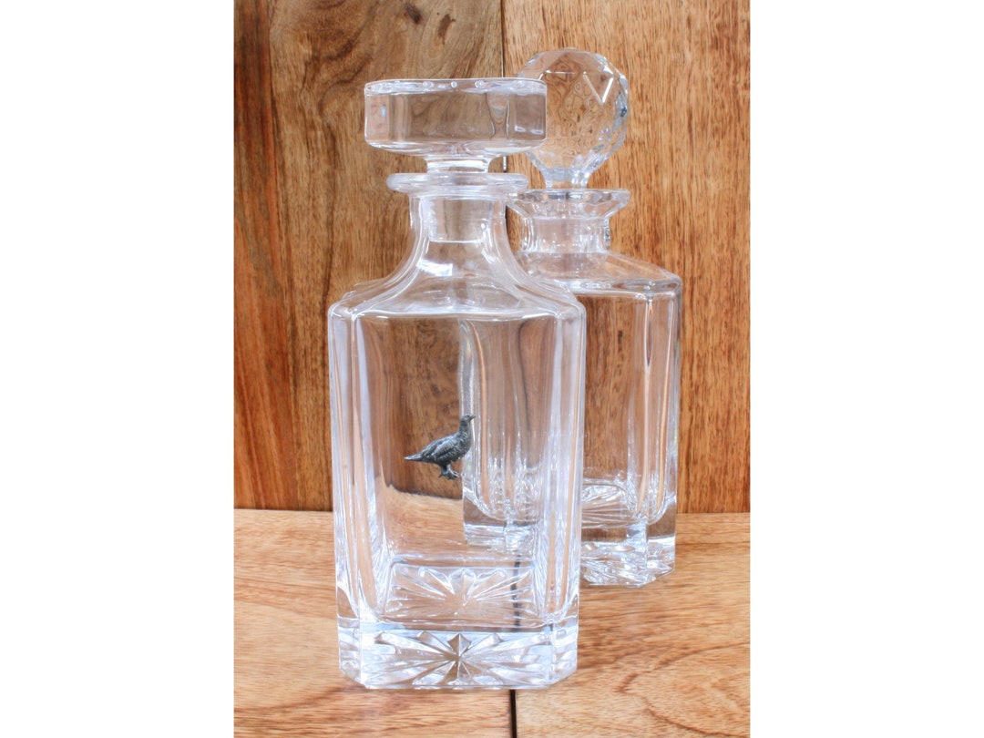 Game Birds Cut Glass Whiskey Decanter With Golf Ball or Square Style ...
