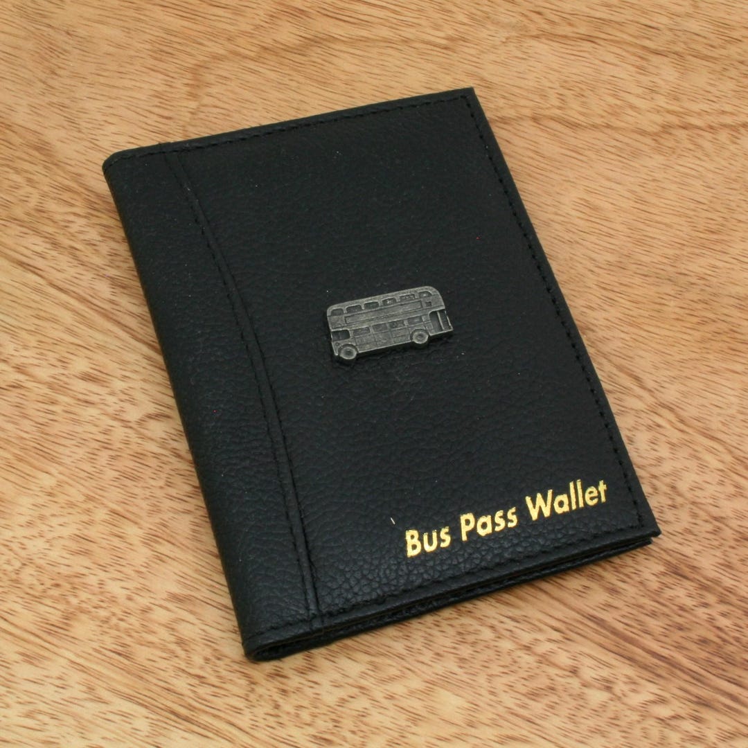 Bus Pass Wallet ID Holder in Black Leather Gift Tw - Etsy
