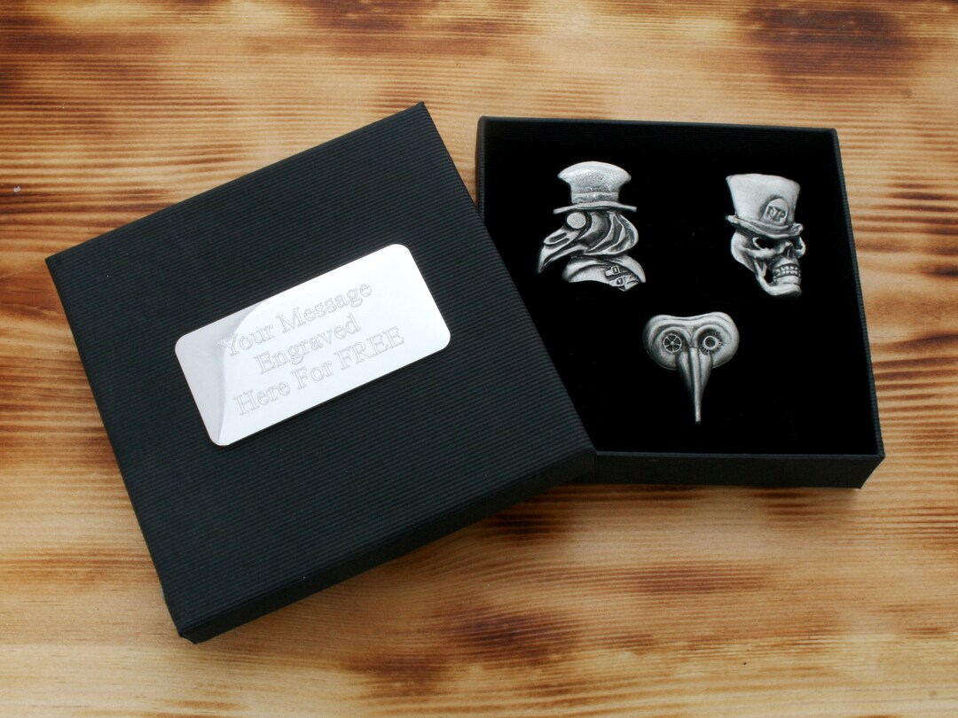 Gothic Dark Fantasy Custom Box Set of Three Lapel Pins Plague Doctor ...