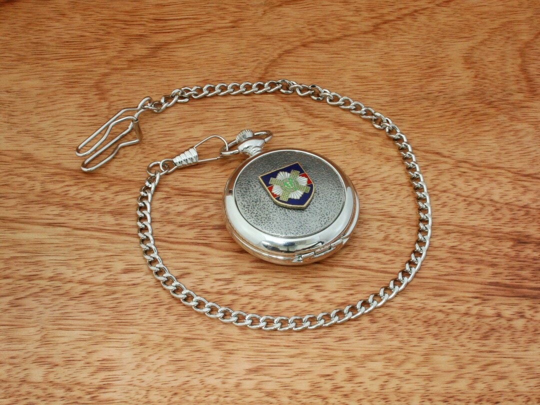 Scots Guards Shield Design Pocket Quartz Watch Pewter Free Engraved ...