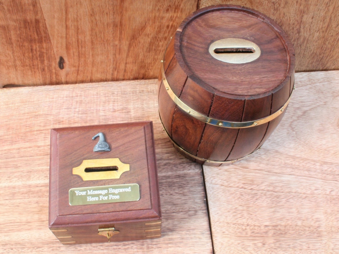 Drinking and Smoking Wooden Money Box Chest or Money Barrel With ...