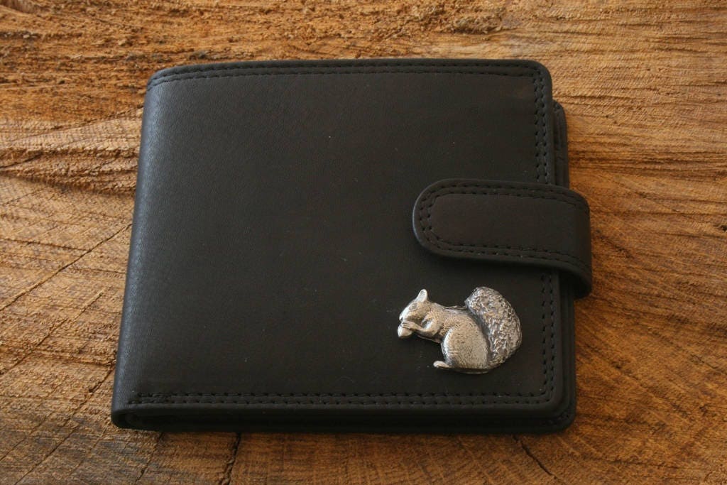 Squirrel Leather Wallet Brown or Black Leather Wildlife Gift | Etsy