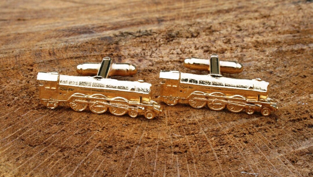 Steam Train Gold Plated Cufflinks UK Handmade Fathers Day Gift 351 ...