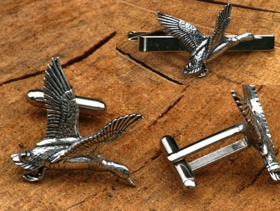 Mallard Duck Cufflinks & Tie Slide Clip Mens Hunting Gift Set - Etsy