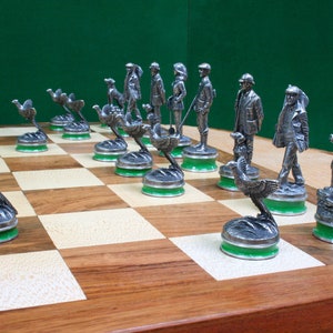 Pheasant & Partridge Shooting Theme Chess Set English Pewter Hand Made ...