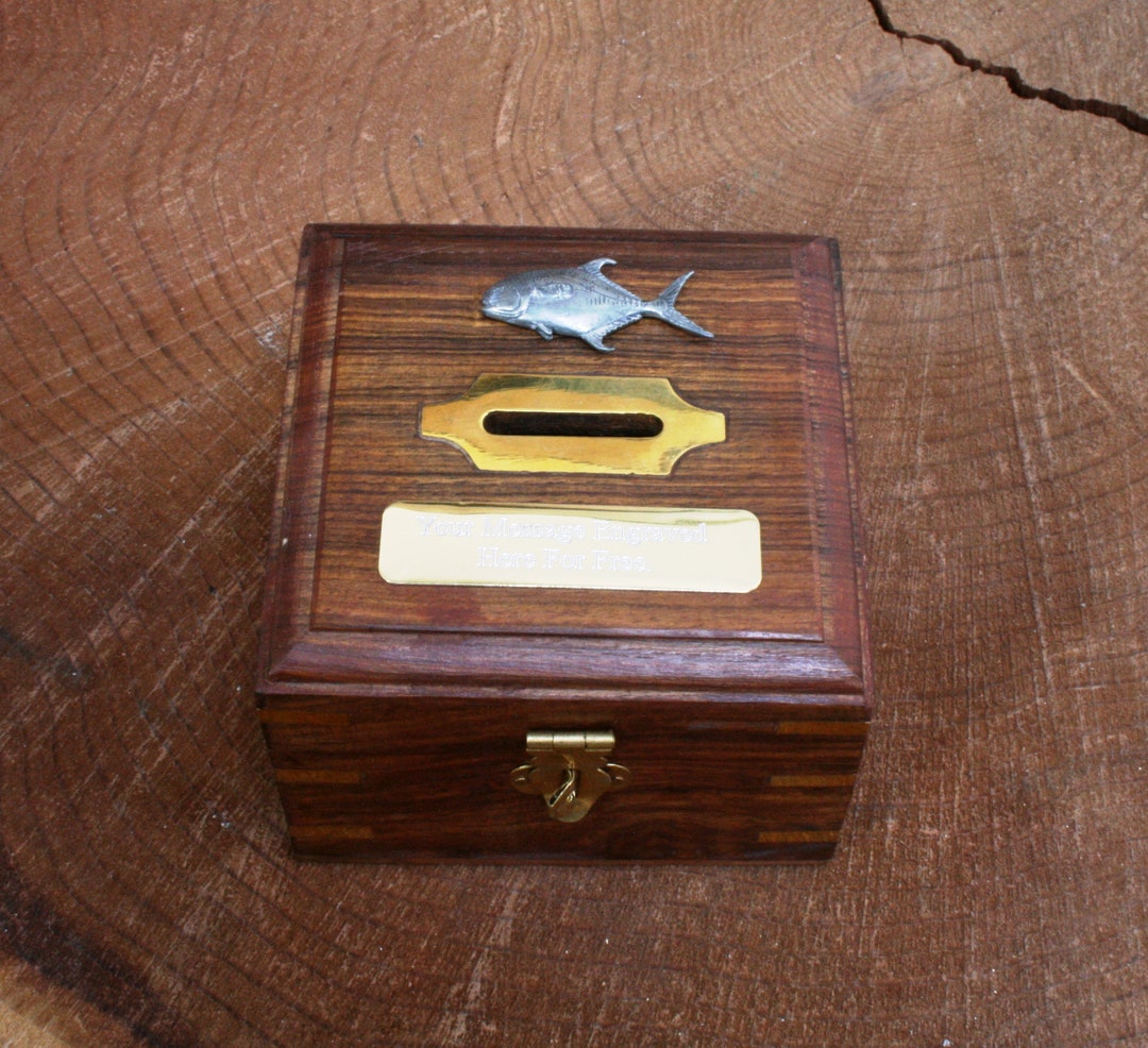 Permit Fish Money Box Chest With Personalised Free Engraving Father's ...