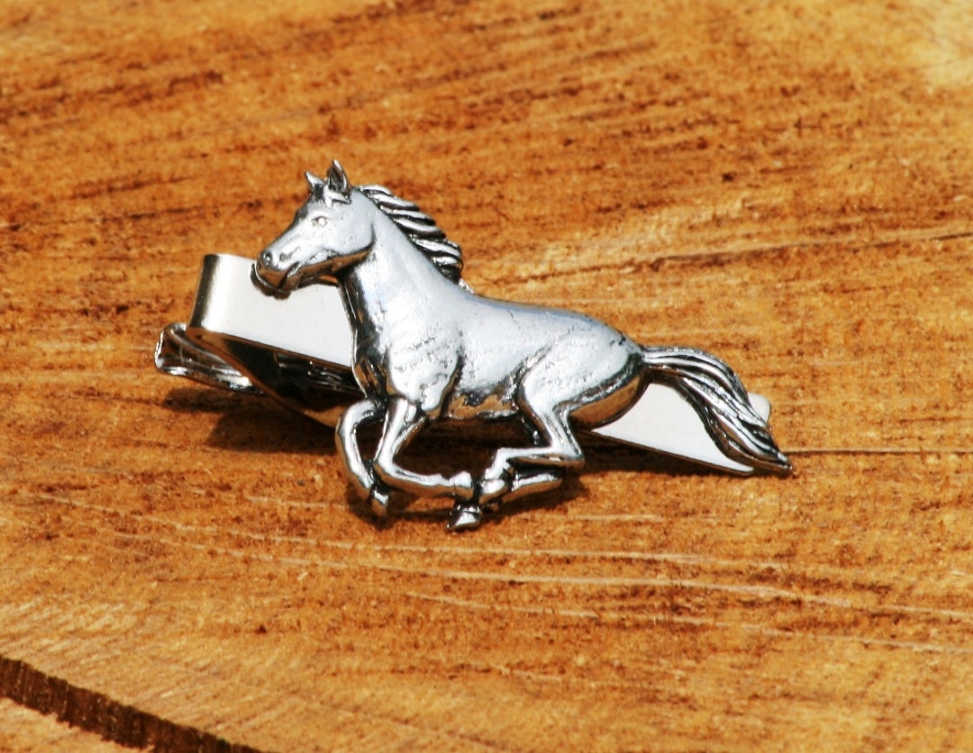 Horse Galloping Tie Clip Tack Slide Bar UK Handmade Pewter - Etsy