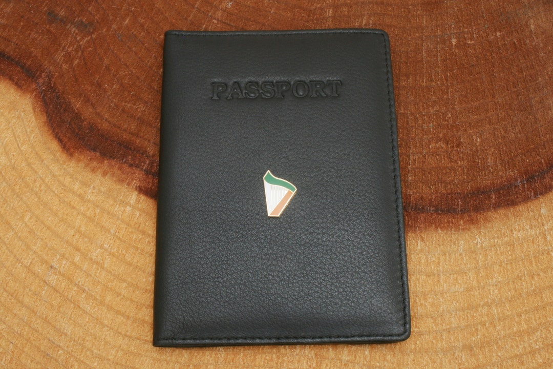 Irish Harp Real Leather Passport Case RFID Black Christmas Gift ...