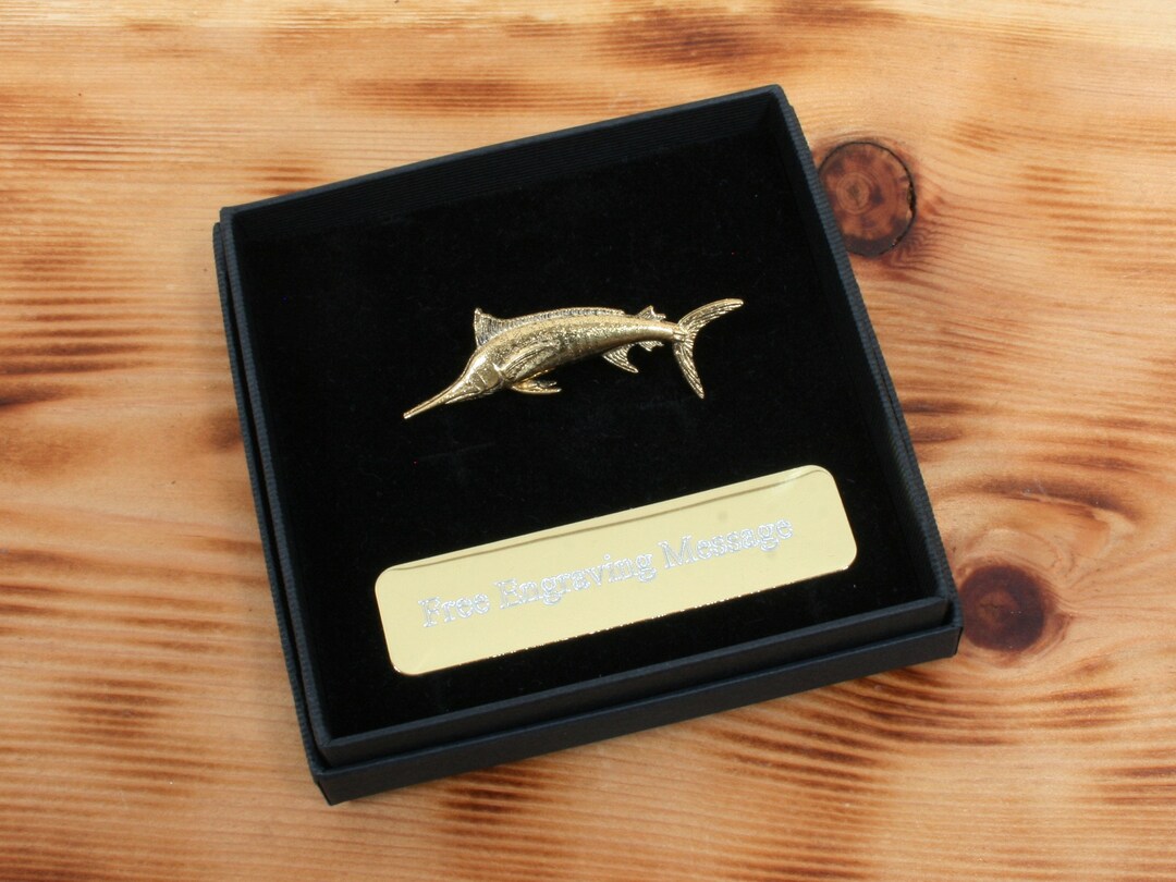 Marlin Swordfish Gold Plated Pewter Pin Lapel Badge Fishing Sealife ...