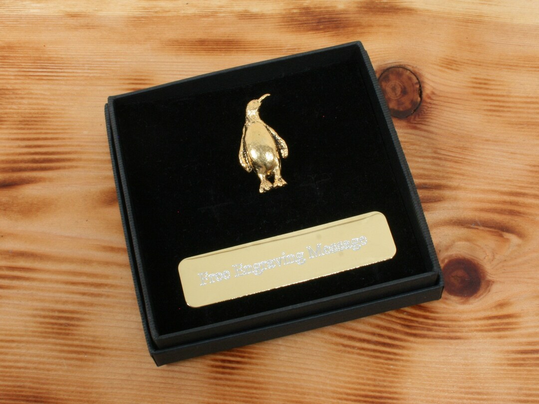 Penguin Gold Plated Pin Lapel Badge Arctic Sealife Father's Day Gift ...