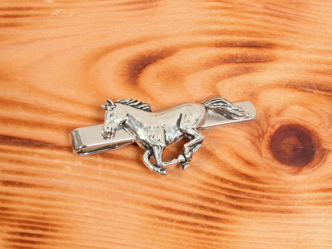 Horse Galloping Tie Clip Tack Slide Bar UK Handmade Pewter Birthday ...