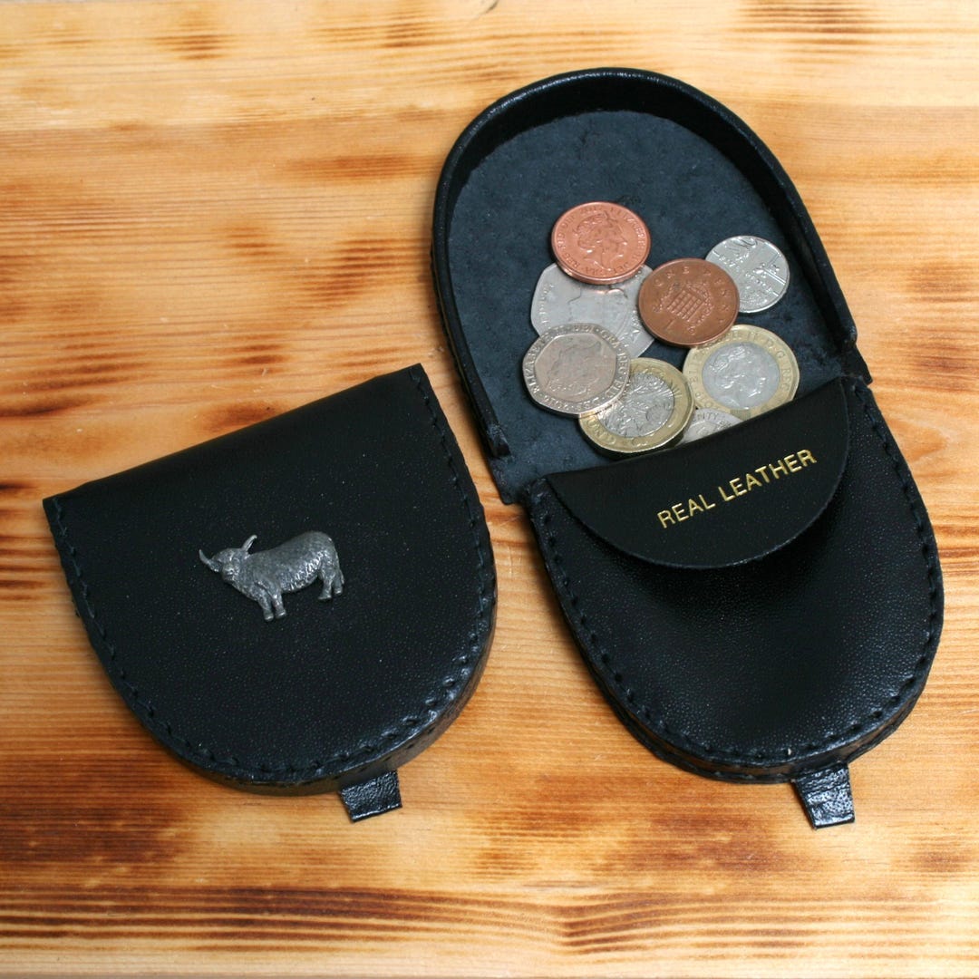 Scottish Icons Coin Purse Black or Brown Leather Change Pouch Wallet ...