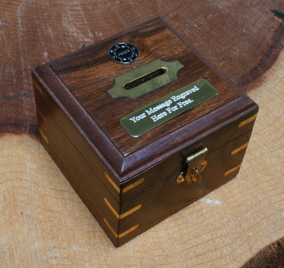 Poker Chip Wooden Money Box Chest With FREE Engraving Gift 543 | Etsy