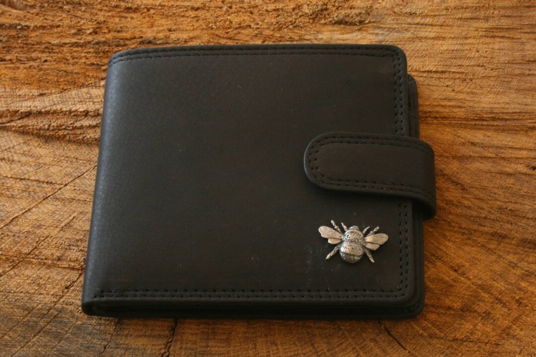 Bumble Bee Leather Wallet Brown or Black Leather Bee Keeper Father's ...