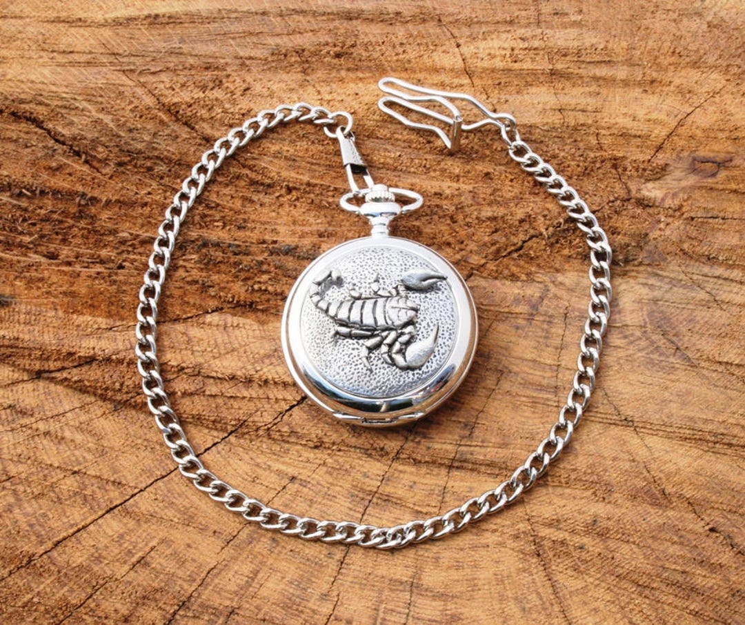 Scorpion Design Pocket Watch Pewter Birthday Gift Boxed Personalised ...