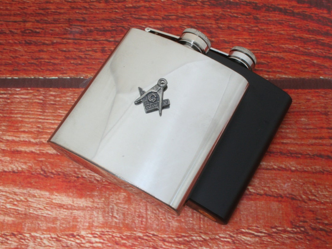 Masonic and Templar Hip Flask 6oz Stainless Steel or Matte Black ...