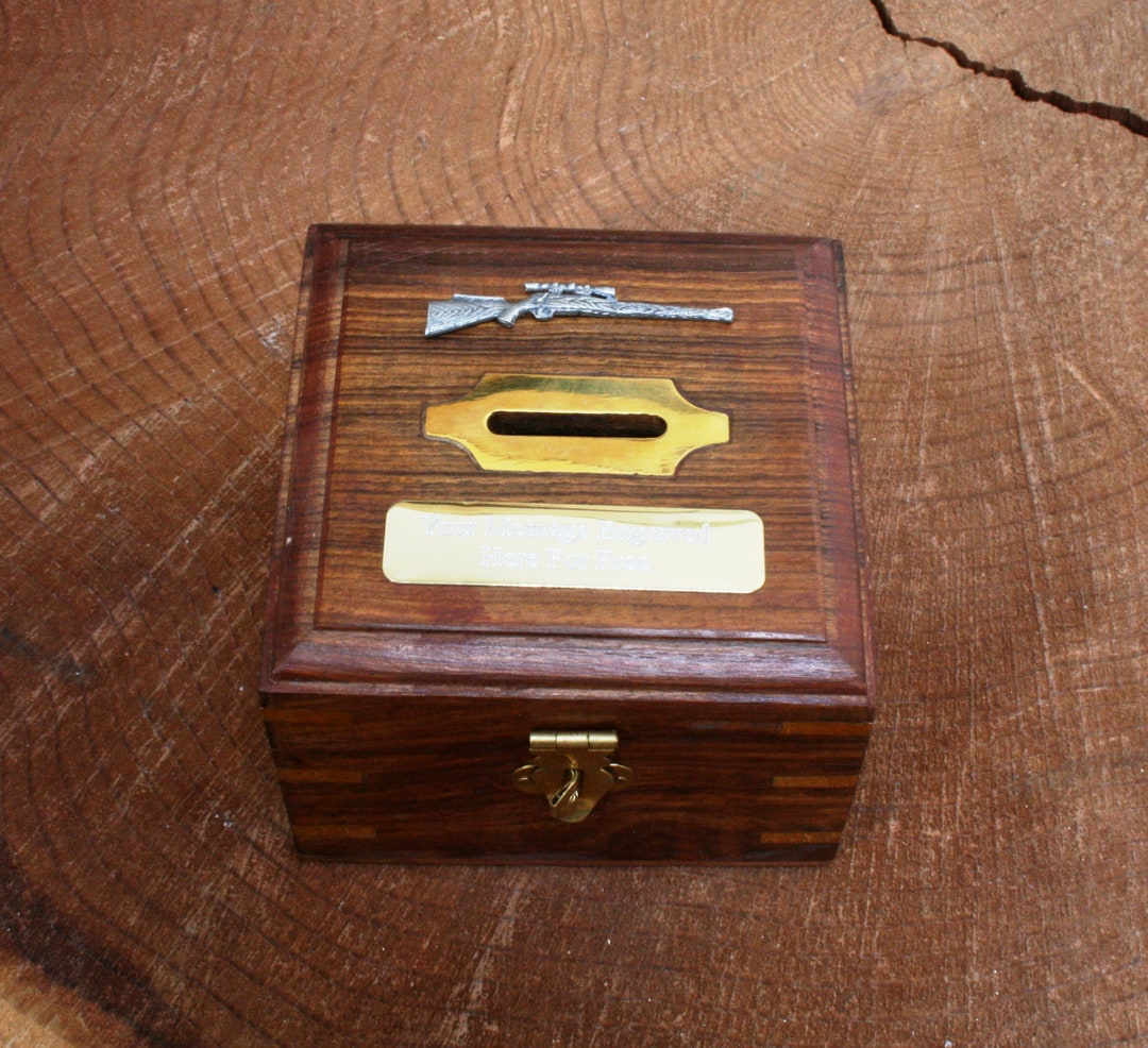 Rifle Money Box Chest With Personalised Free Engraving Birthday Gift ...