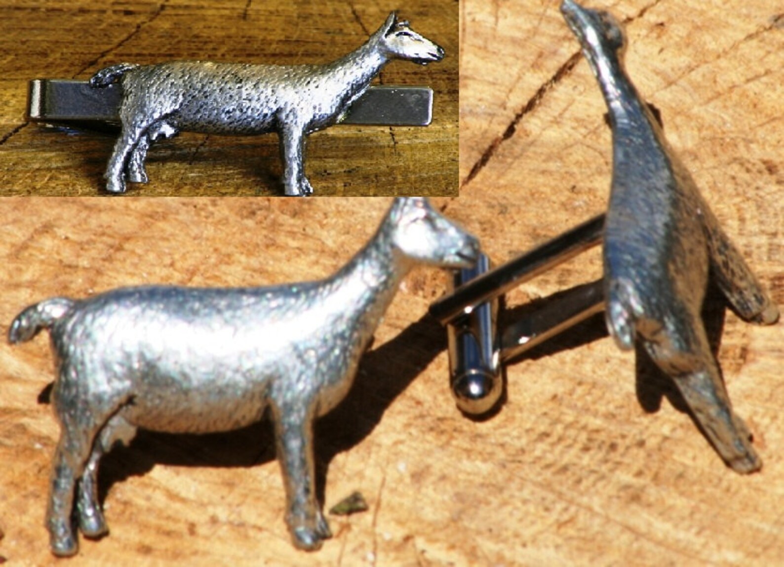 Goat Cufflinks & Tie Slide Clip Mens Farming Gift Set UK - Etsy
