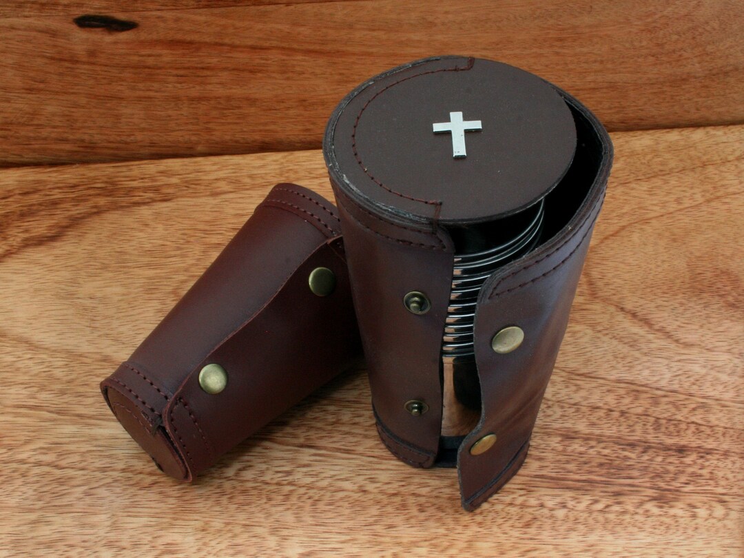 Religious Symbols 4oz Stacking Stirrup Cups in Leather Case 4 or 1-10 ...